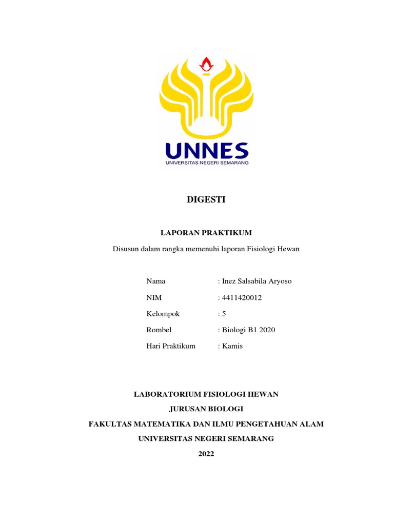 Laporan Tetap Digesti - Inez Salsabila Aryoso - 4411420012 | PDF