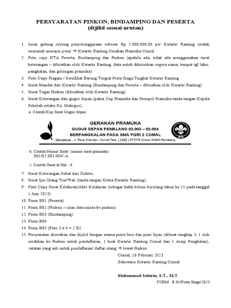 Form Siap via Wa Ps 2023 | PDF