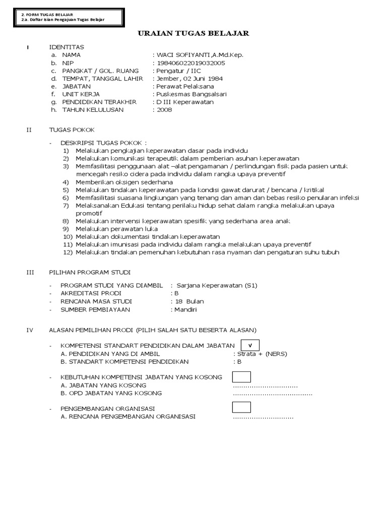 Format Uraian Tugas Belajar | PDF | Sains & Matematika