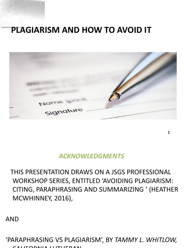 Understanding and Avoiding Plagiarism | PDF | Plagiarism | Citation