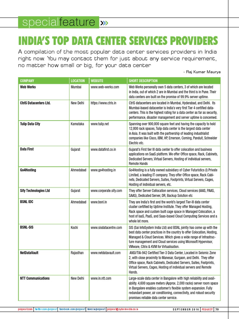 59 - India's Top Data Center Services Providers | PDF | Cloud Computing ...
