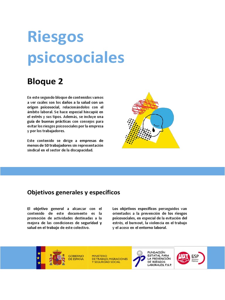 Riesgos Bloque 2 Riesgos Psicosociales Saludlaboralydiscapacidad | PDF | Estrés (biología ...
