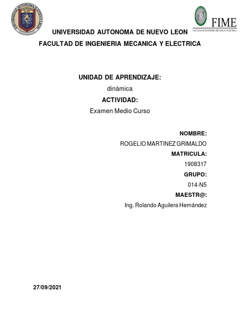 Examen MC Dinamica 1908317 | PDF