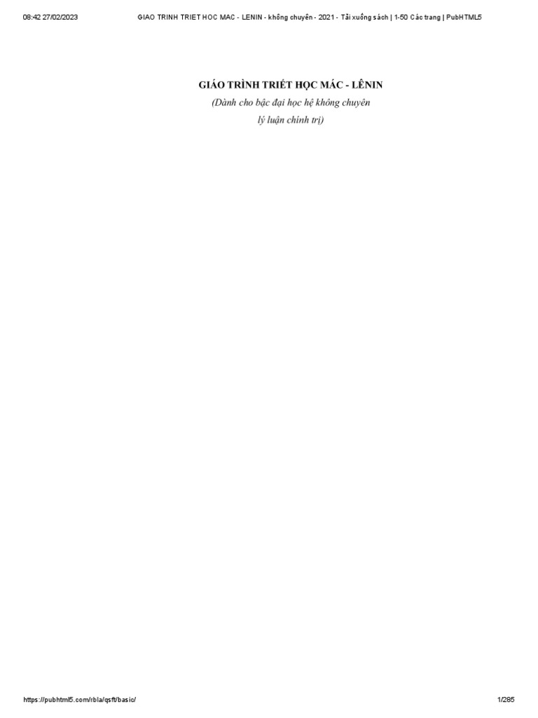 GIAO TRINH TRIET HOC MAC - LENIN - không chuyên - 2021 - Tải xuống sách ...