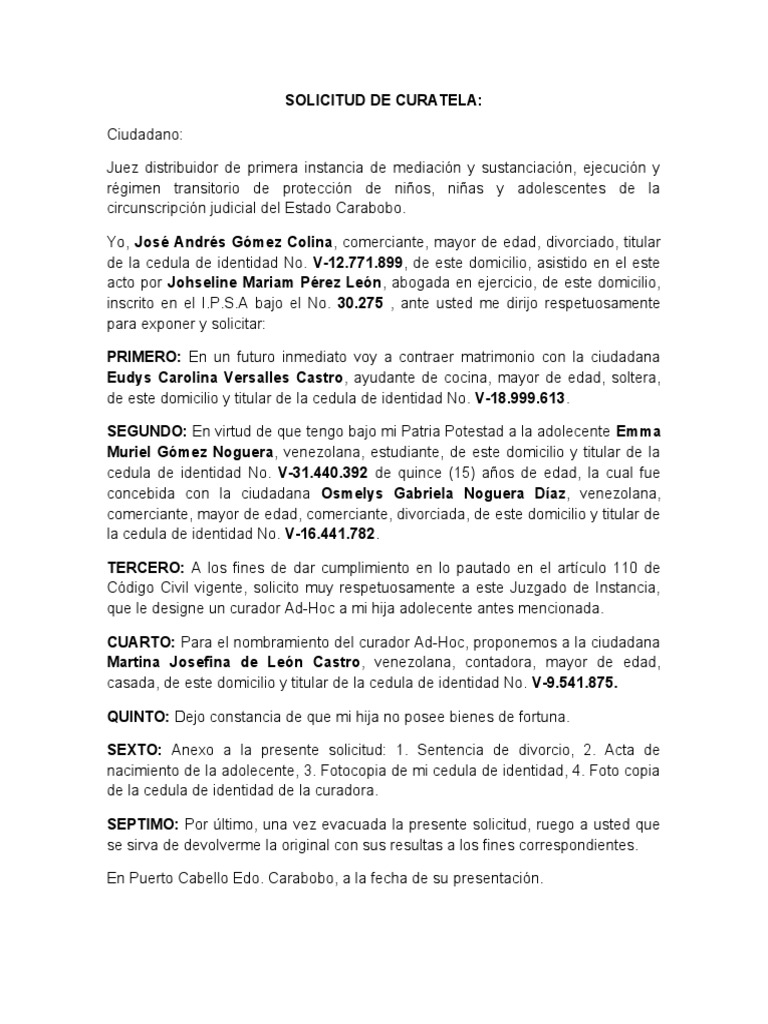 Solicitud de Curatela | PDF
