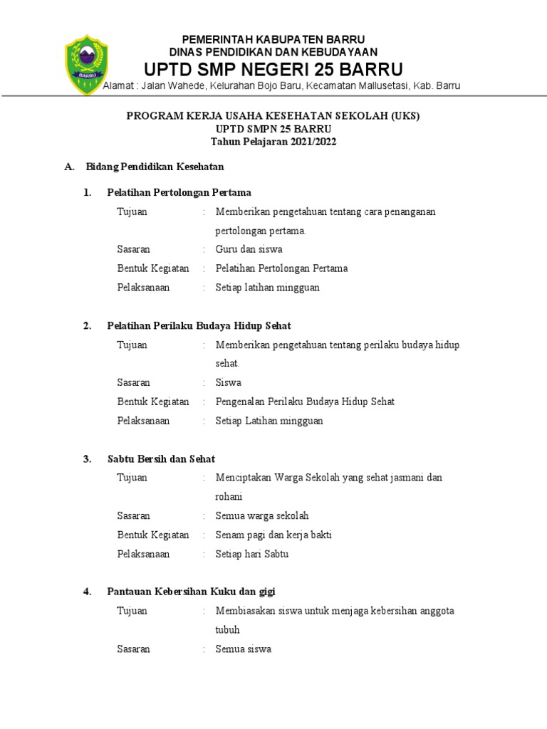 Laporan Kegiatan UKS | PDF