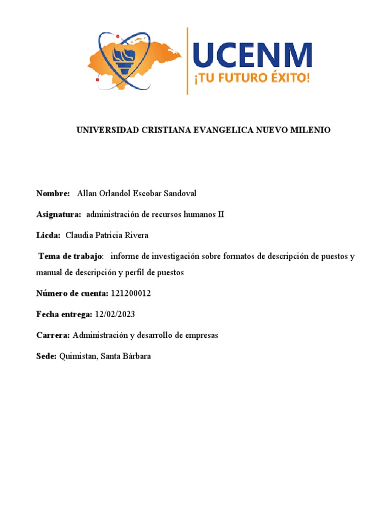 Formato Descripción de Puestos | PDF | Gestión de recursos humanos