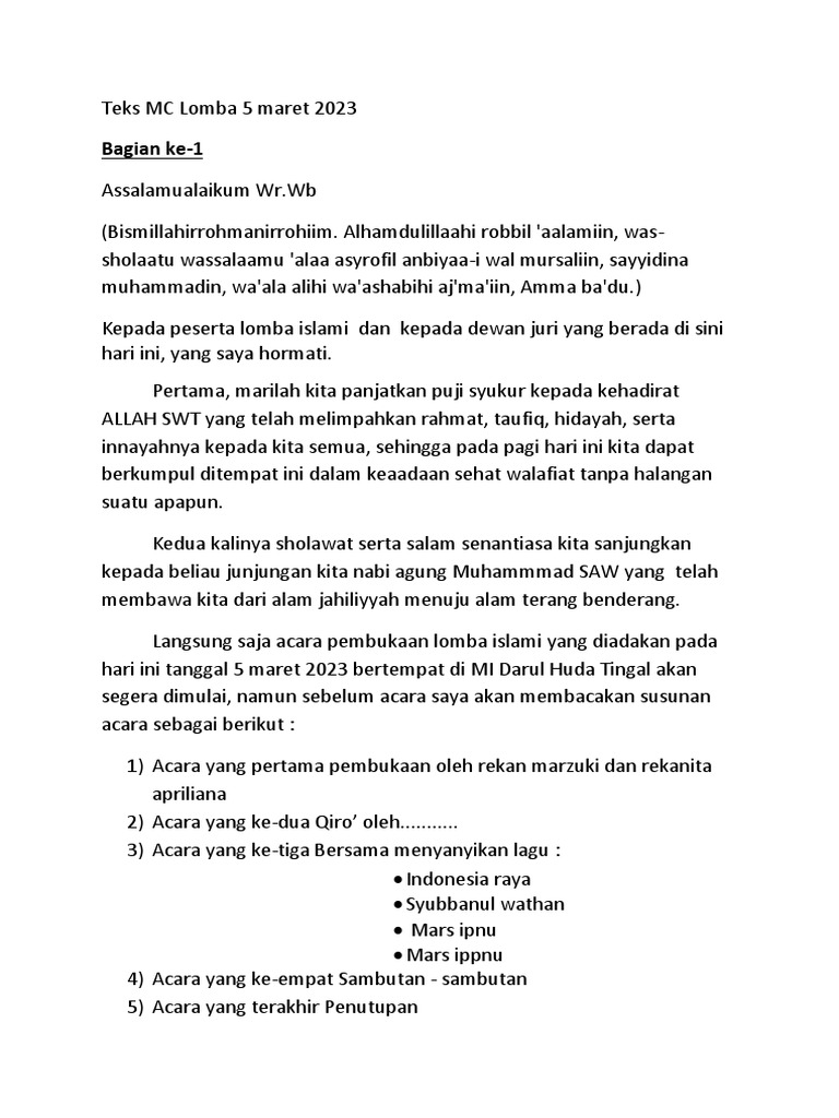 teks mc lomba | PDF