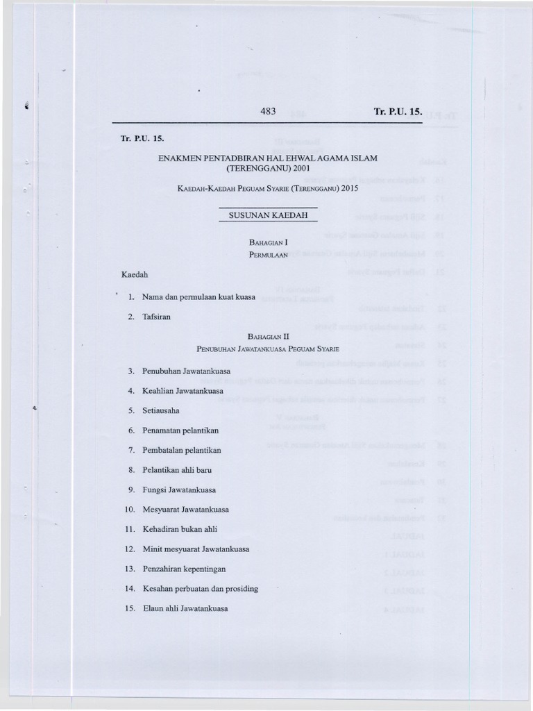 Kaedah Peguam Syarie Terengganu 2015 | PDF