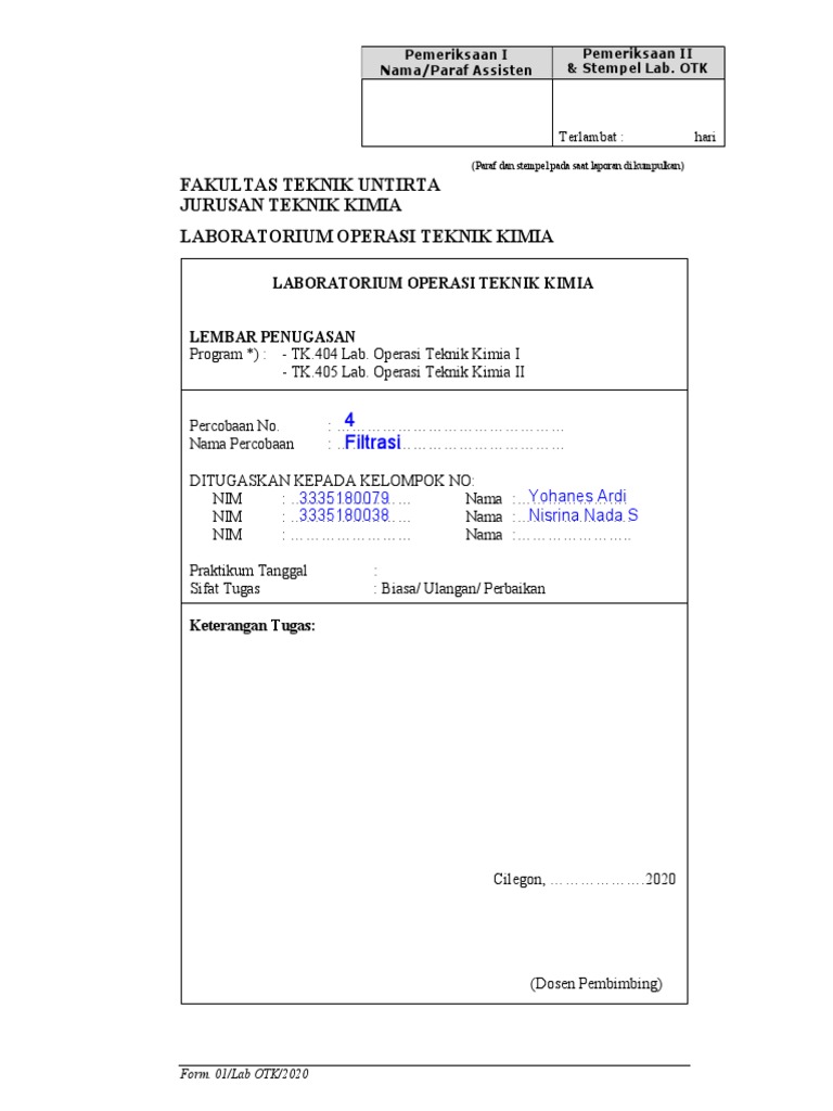 Laporan Filtrasi Perbaikan 15B | PDF