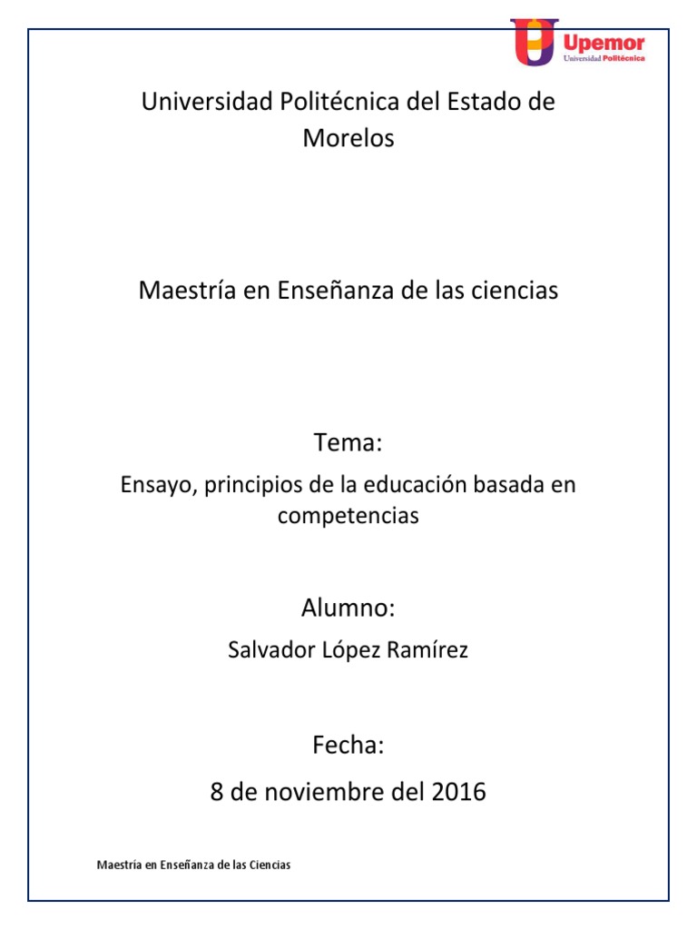 Ensayo de La Educacion Basada en Competencia | PDF | Enseñando | Aprendizaje