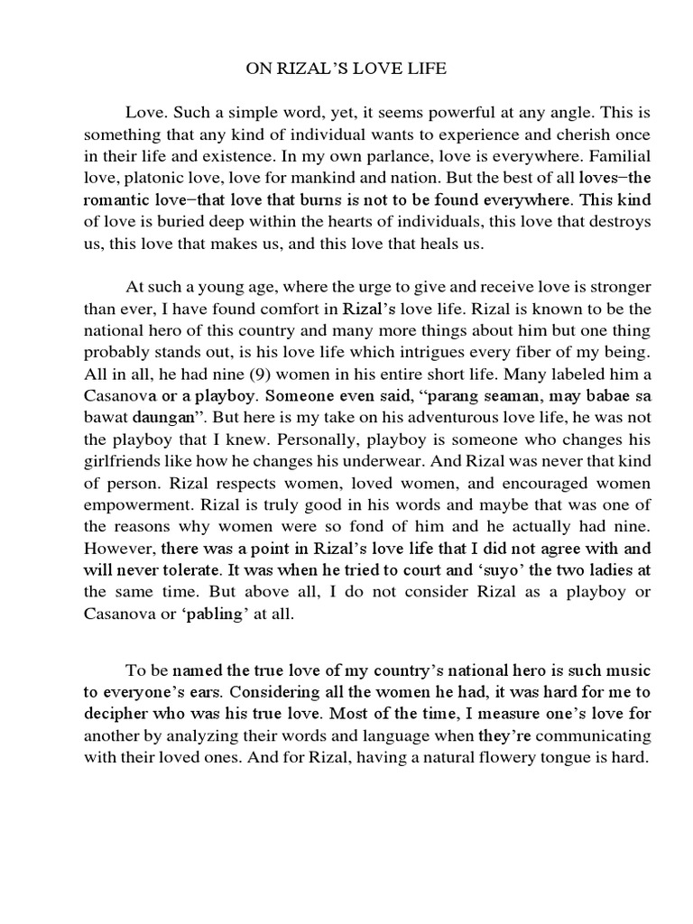 On Rizal's Love Life Article | PDF