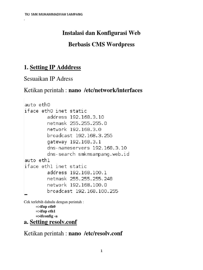 Instalasi Dan Konfigurasi Wordpres1s Dengan Debian | PDF