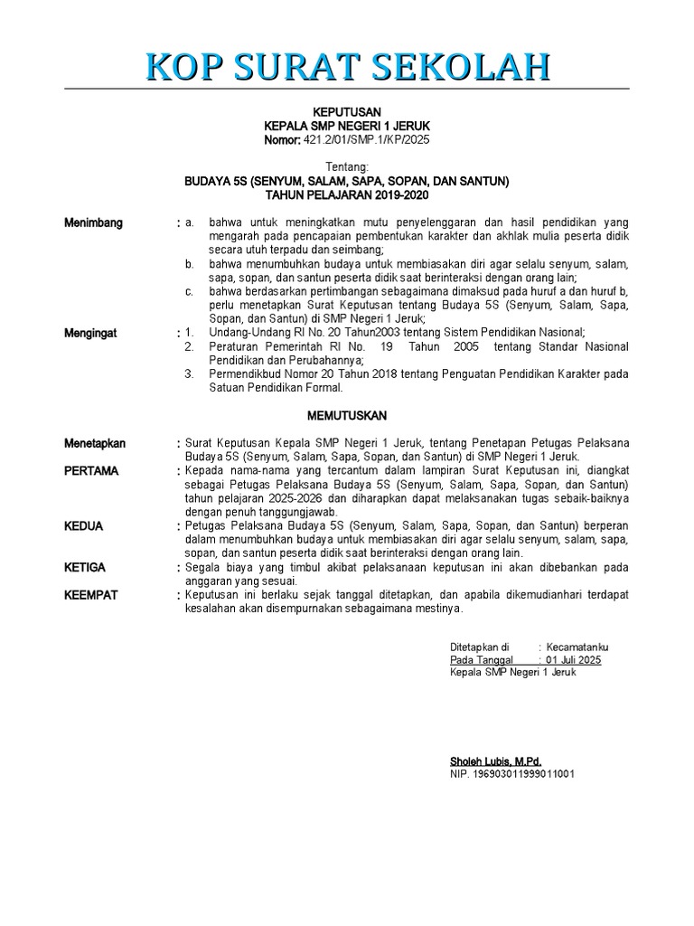 contoh sk 5s | PDF