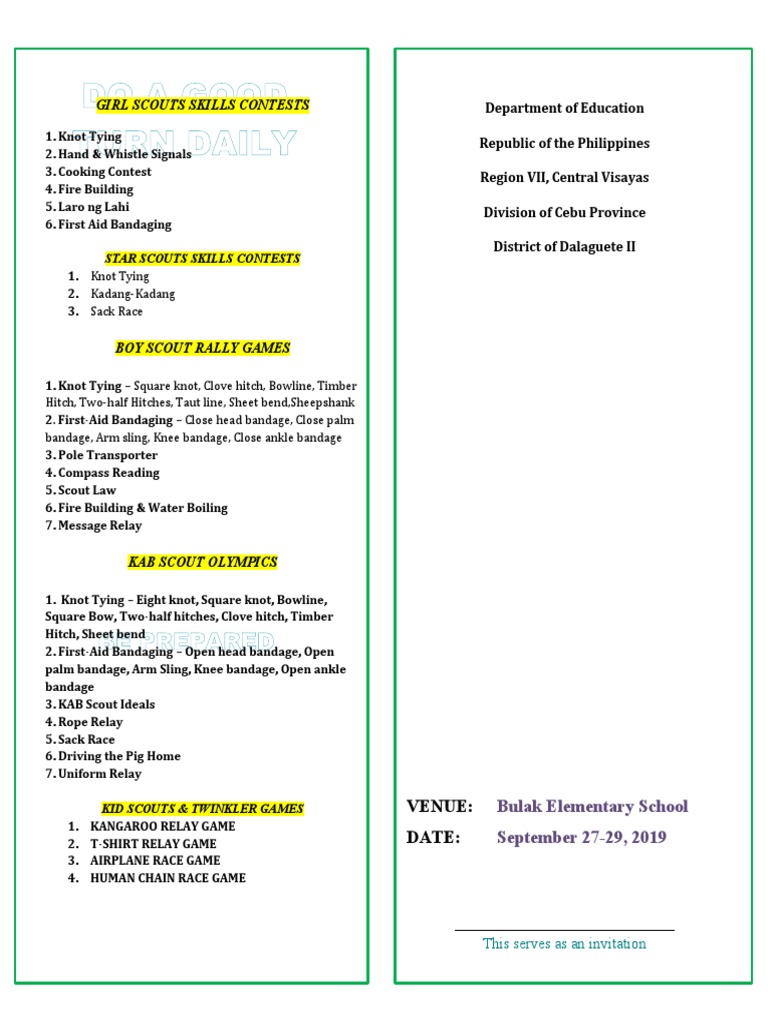 Joint GSP BSP Program 2019 | PDF | Knot