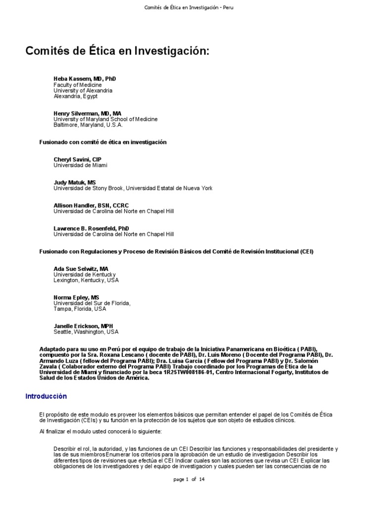 Research Ethics Committee | PDF | Consentimiento informado | Ensayo clínico