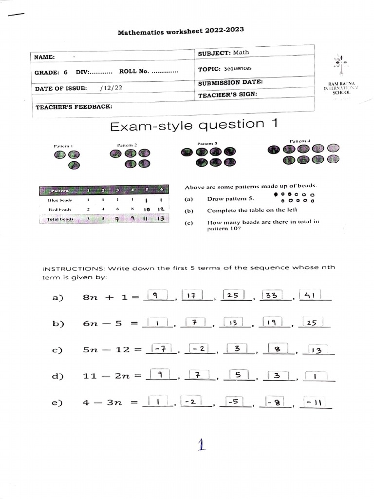 G7 Sequences | PDF | Mathematics