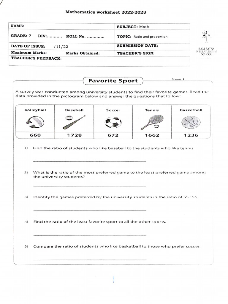 Grade 7 Math Ratio Worksheet | PDF | Berry | Fruit