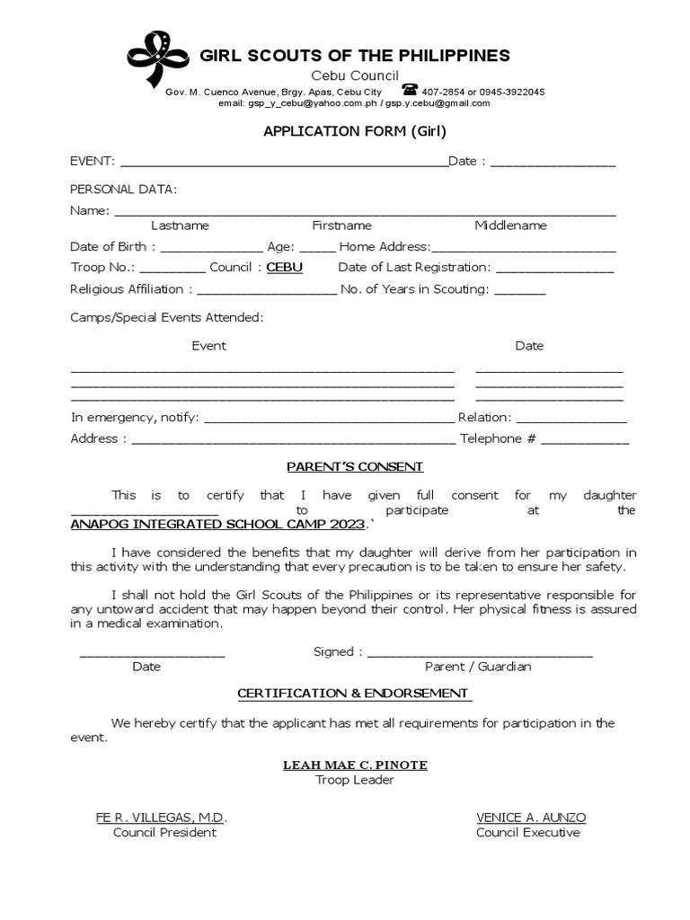 Application-Form - GIRLS | PDF