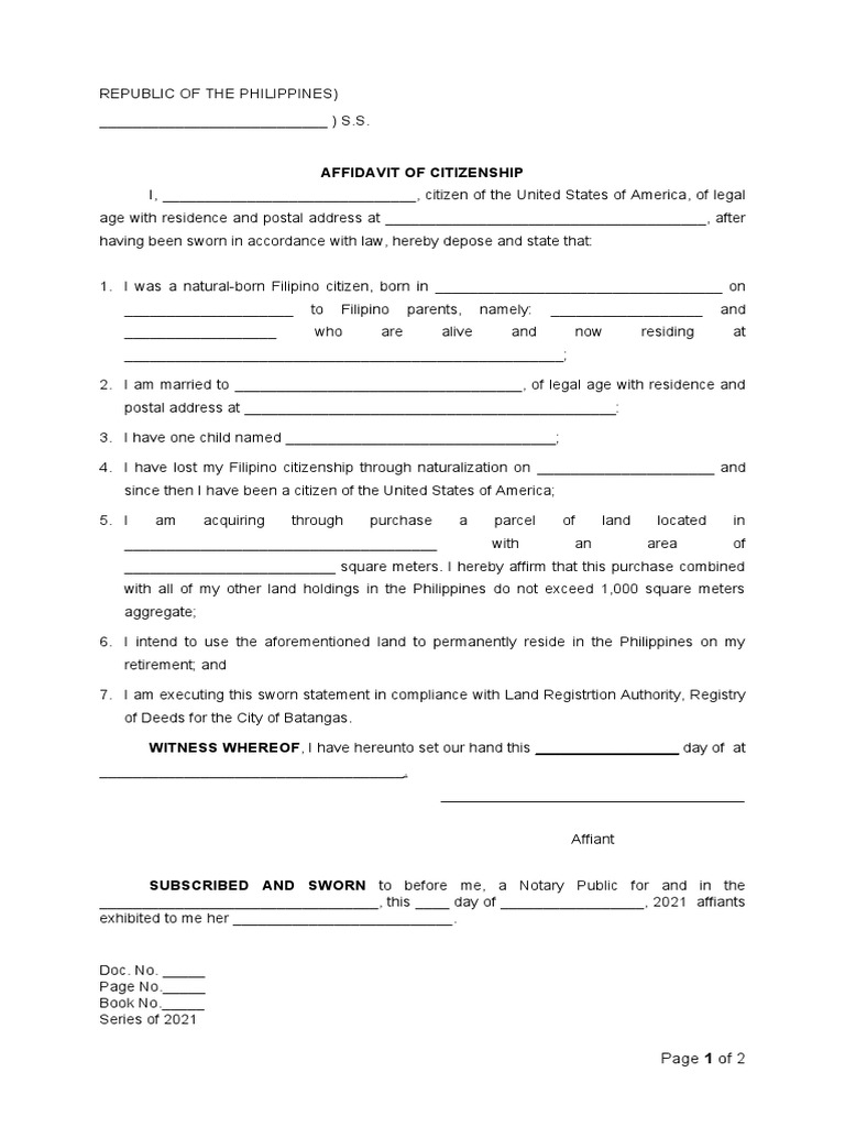 Affidavit of Citizenship | PDF