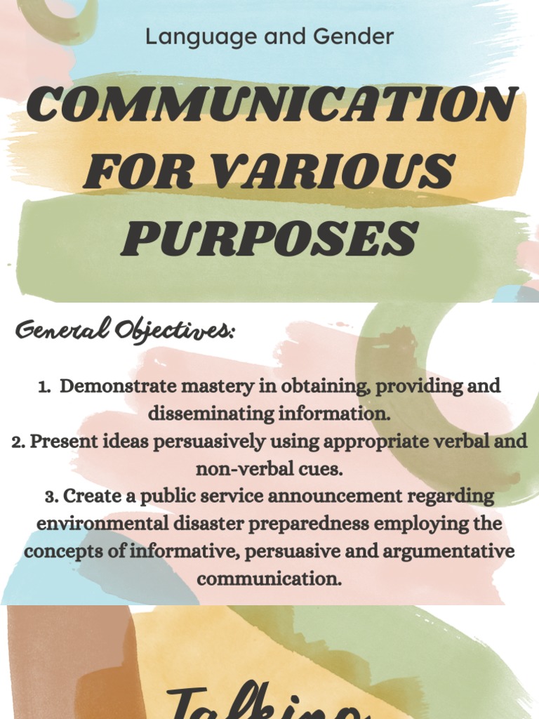 Communication For Various Purposes. | PDF | Communication | Persuasion