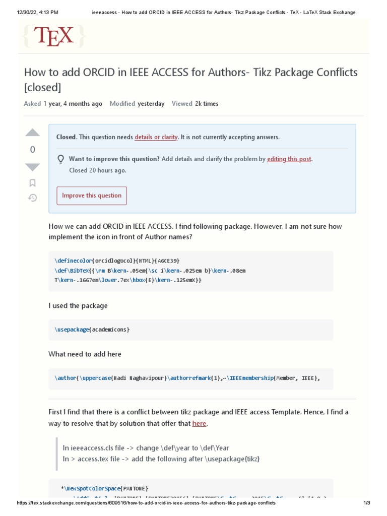 Adding ORCID to IEEE Access LaTeX | PDF | Software | Software Engineering