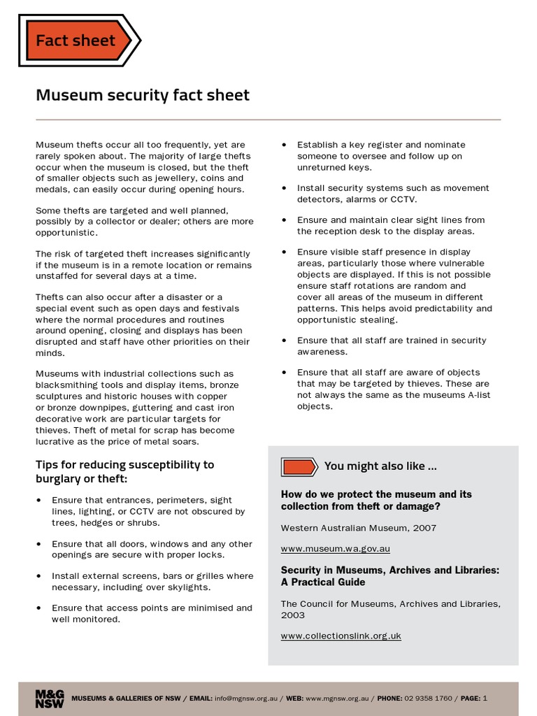 Museum Security Fact Sheet | PDF | Museum | World Wide Web