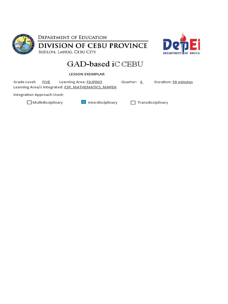 Co 1 - Filipino-5-Exemplar-gad Based Ic Cebu Final | PDF