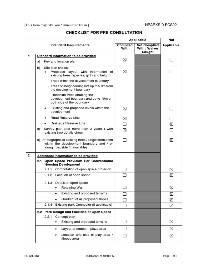 Pre Consultation Checklist | PDF