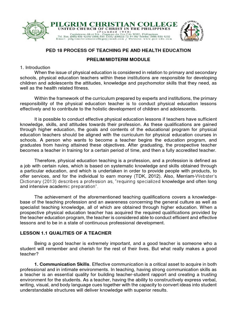 Qualities of an Effective Physical Education Teacher: Preparing for ...