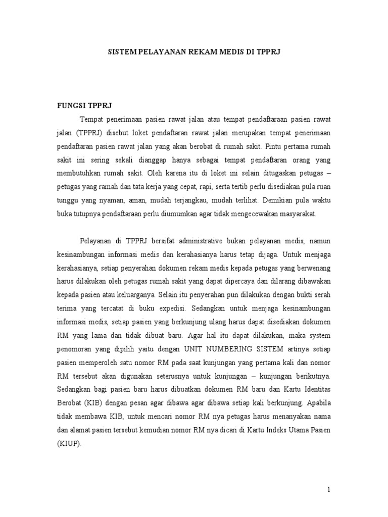 BUKU PEDOMAN PELAYANAN REKAM MEDIS RSUD SUNGAILIAT | PDF