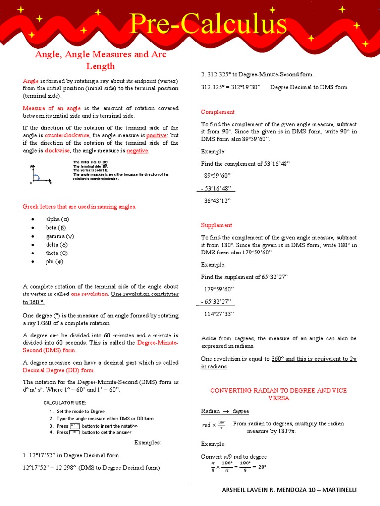 Pre Calculus | PDF | Trigonometric Functions | Angle
