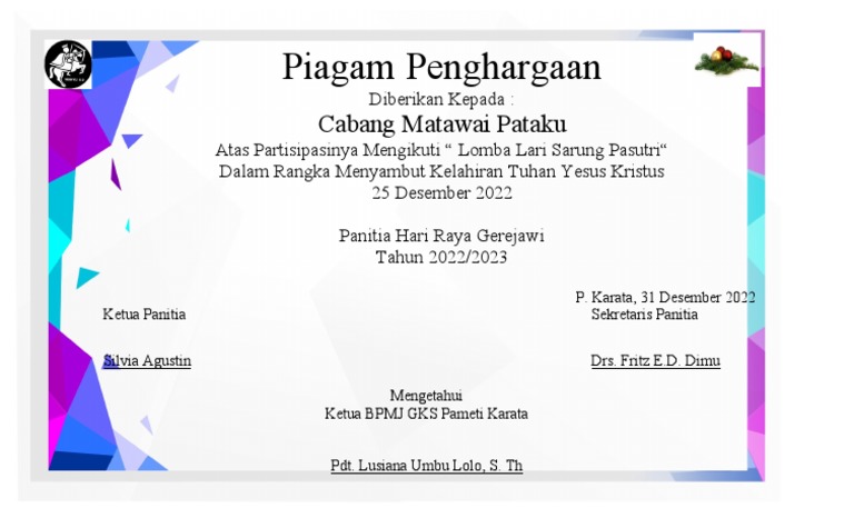 PIAGAM VERSI 1 Lari karung | PDF