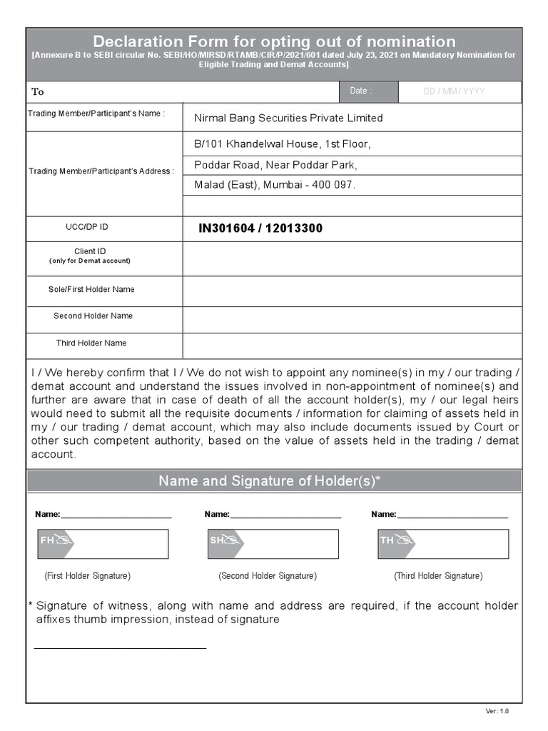 Opting Out of Nomination - 01102021 | PDF | Law