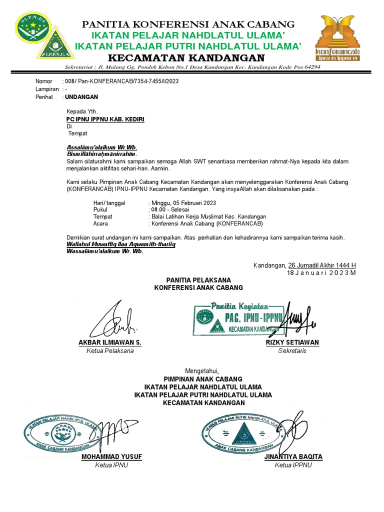 Undangan PC Ipnu Ippnu | PDF