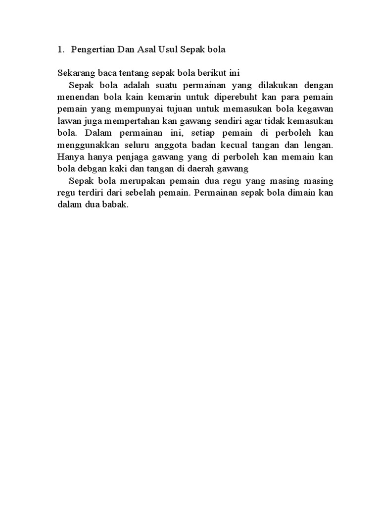 Pengertian Dan Asal Usul Sepak Bola | PDF Pengertian Dan Asal Usul Sepak Bola | PDF