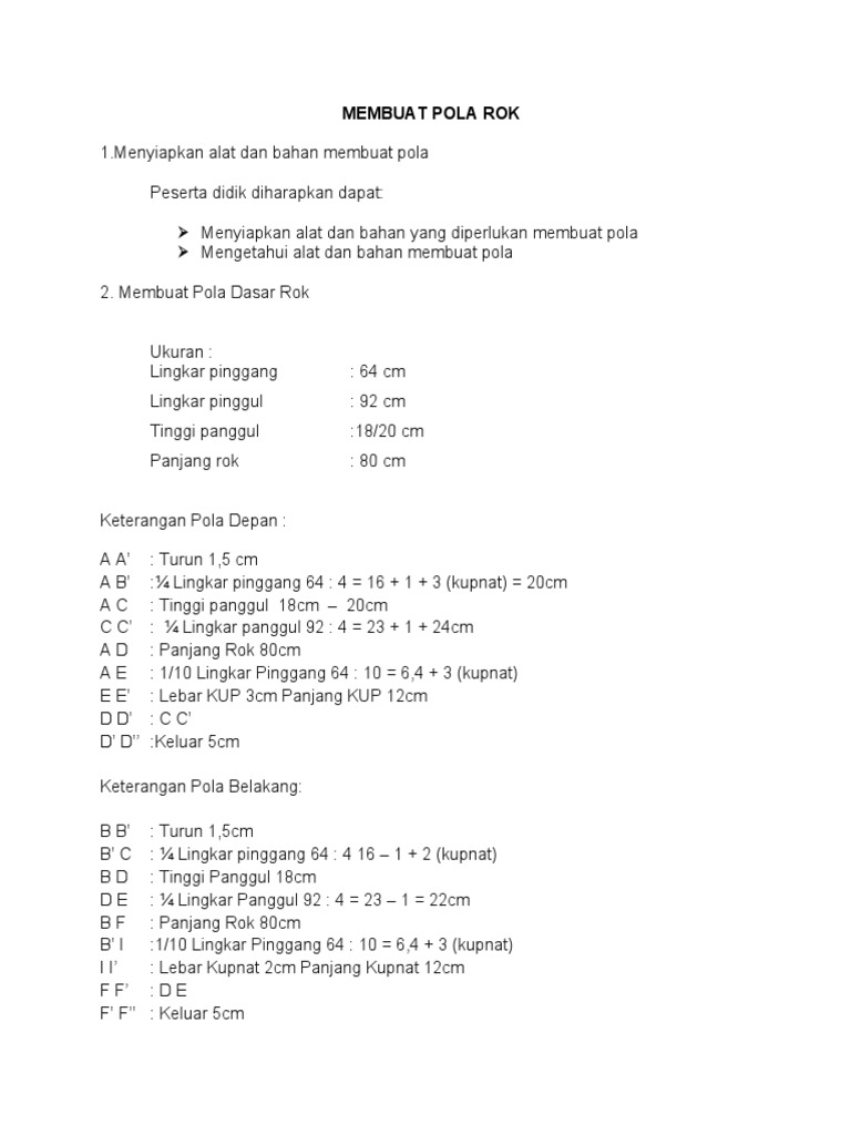 Membuat Pola Rok | PDF