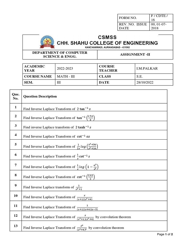 Inverse Laplace Transform Pdf Convolution Laplace Transform