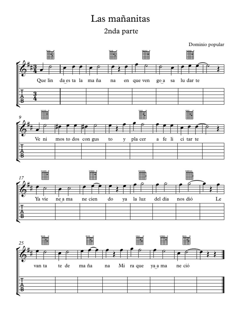 Las Mañanitas 2nda Parte - Partitura Completa | PDF