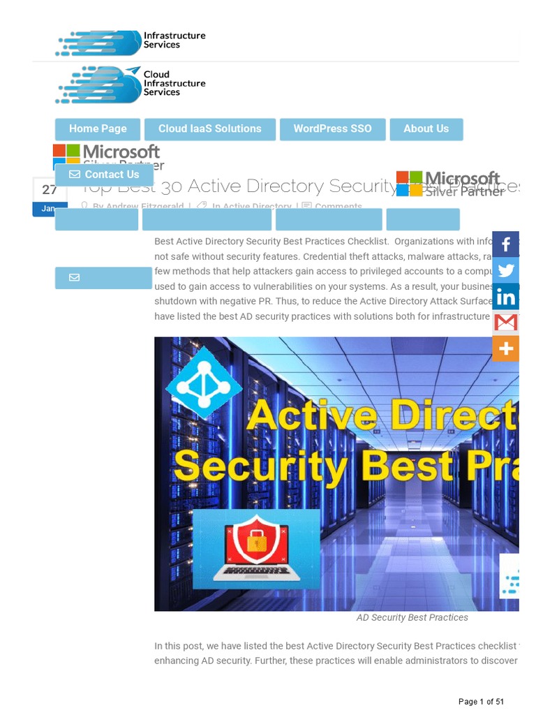 Cloudinfrastructureservices Co Uk Active Directory Security Best Practices | PDF | Group Policy ...