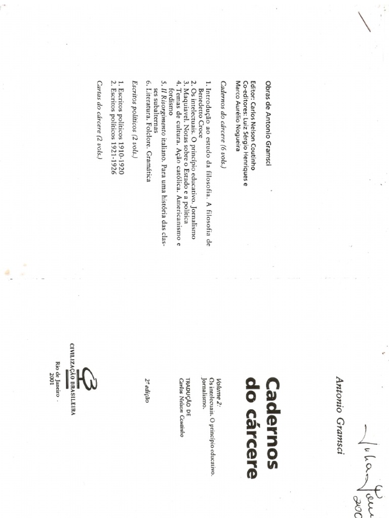 Gramsci Cadernos De Cárcere Caderno 12 Pdf