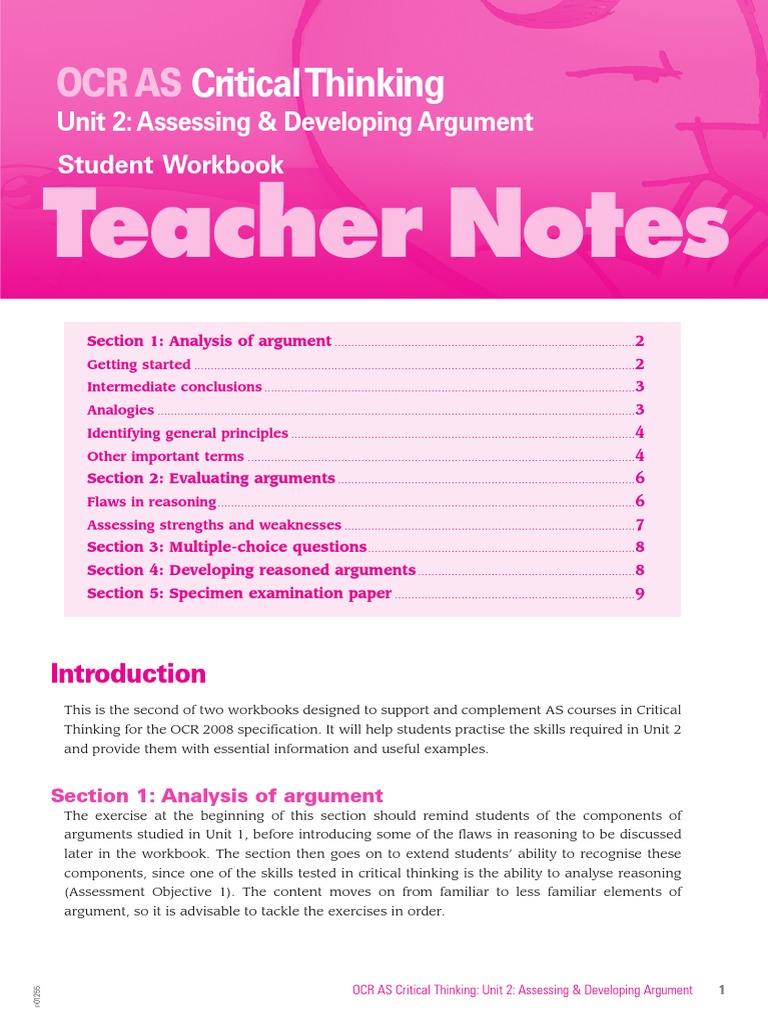 Criticat Thinking Unit 2 | PDF | Argument | Critical Thinking