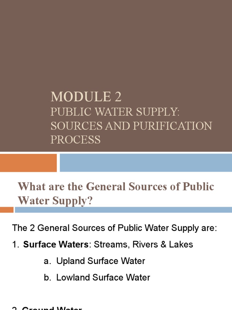 Module 2 Public Water Supply | PDF | Filtration | Water Purification