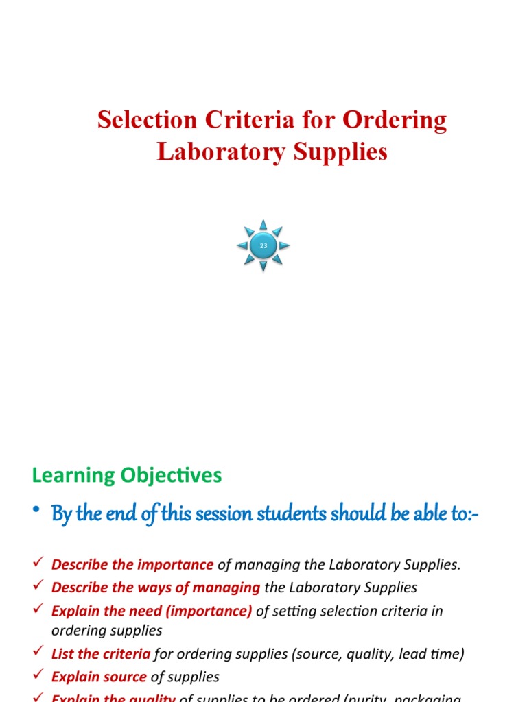 Selection Criteria for Effective Laboratory Supply Management: Ensuring ... Selection Criteria for Effective Laboratory Supply Management: Ensuring ...
