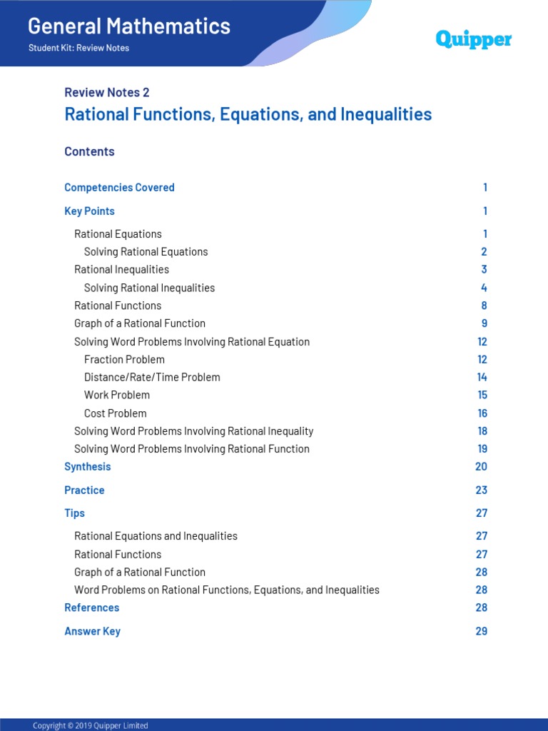 Rn2 Beea Genmath Rn Rational Functions Equations And Inequalities