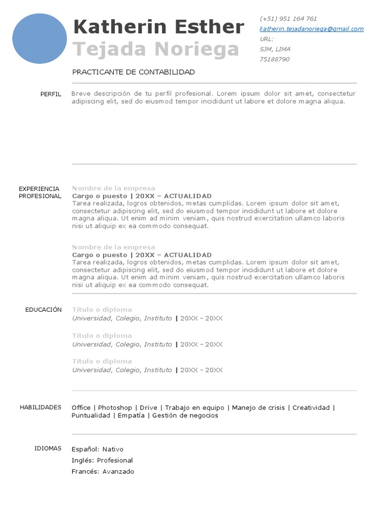 CV Modelo Harvard | PDF