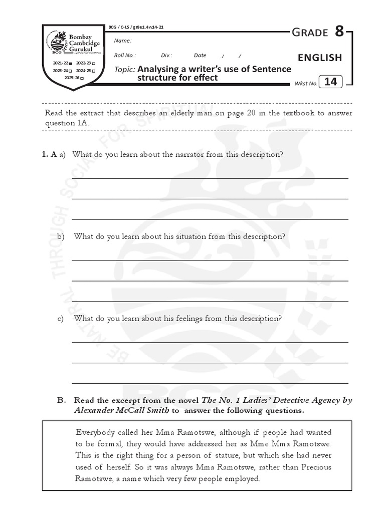 Analysing Character and Setting Through Descriptive Passages | PDF | Sentence (Linguistics) | Syntax