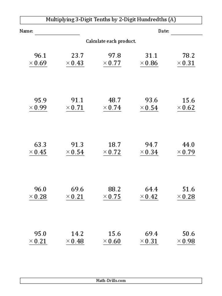 Decimals Multiplication 0302 Tenths Hundredths 001.1516225784 | PDF ...