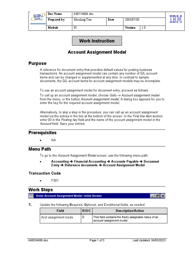 FKMT Account Assignment Model | PDF | Software Development | Computer Science