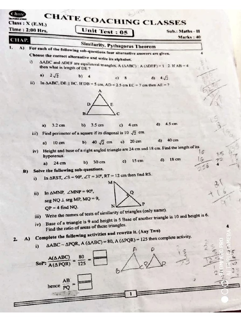 Similarity and Pythagoras Theorem | PDF